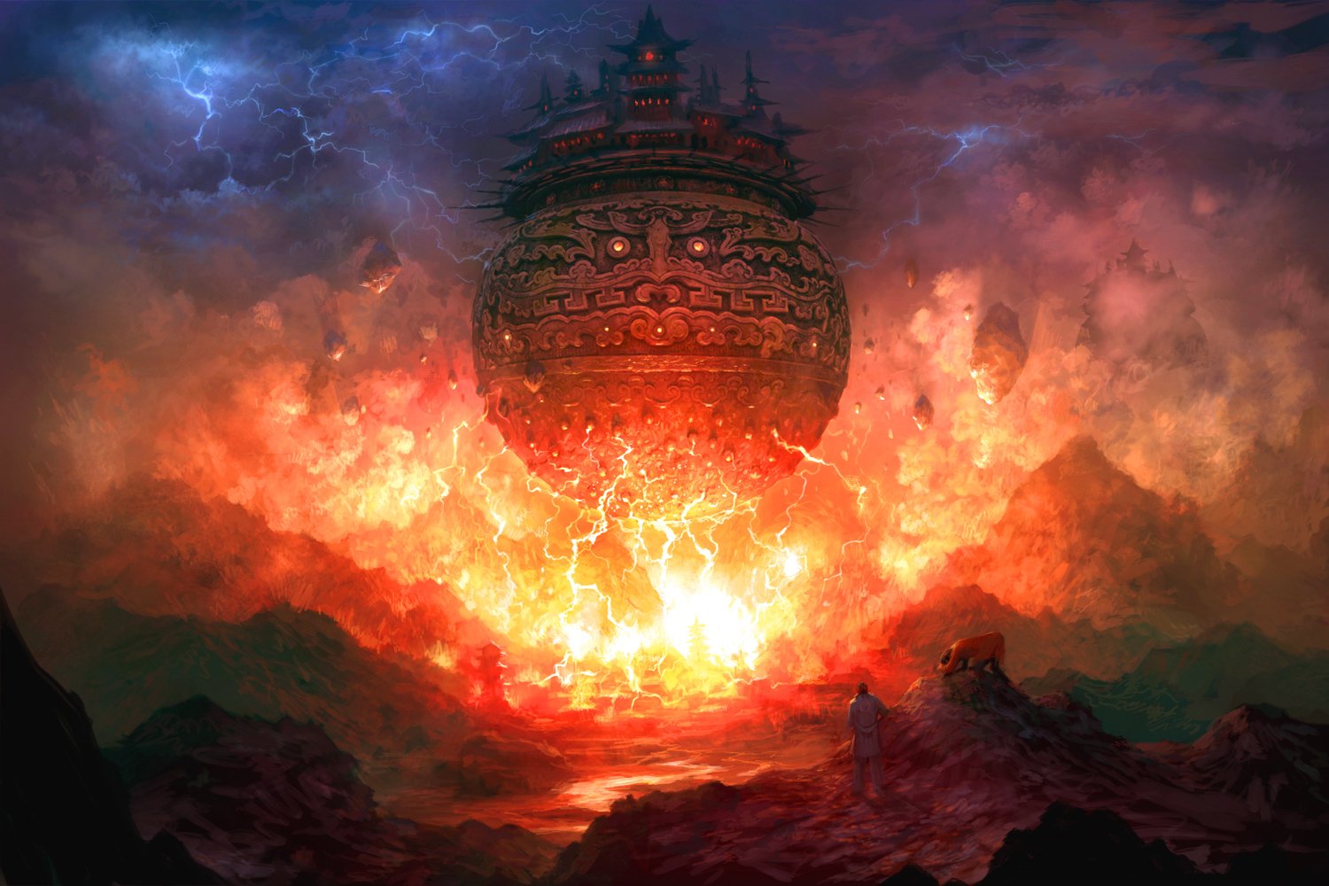 Epic Fantasy Landscape: The Fiery Celestial Sphere
