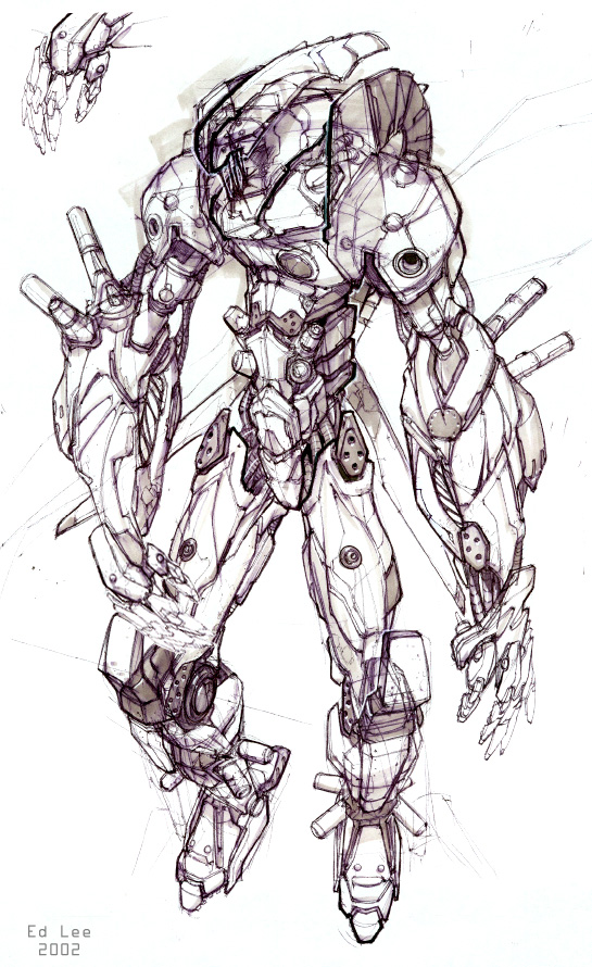 Futuristic Mech Warrior: Sci-Fi Robot Concept Illustration