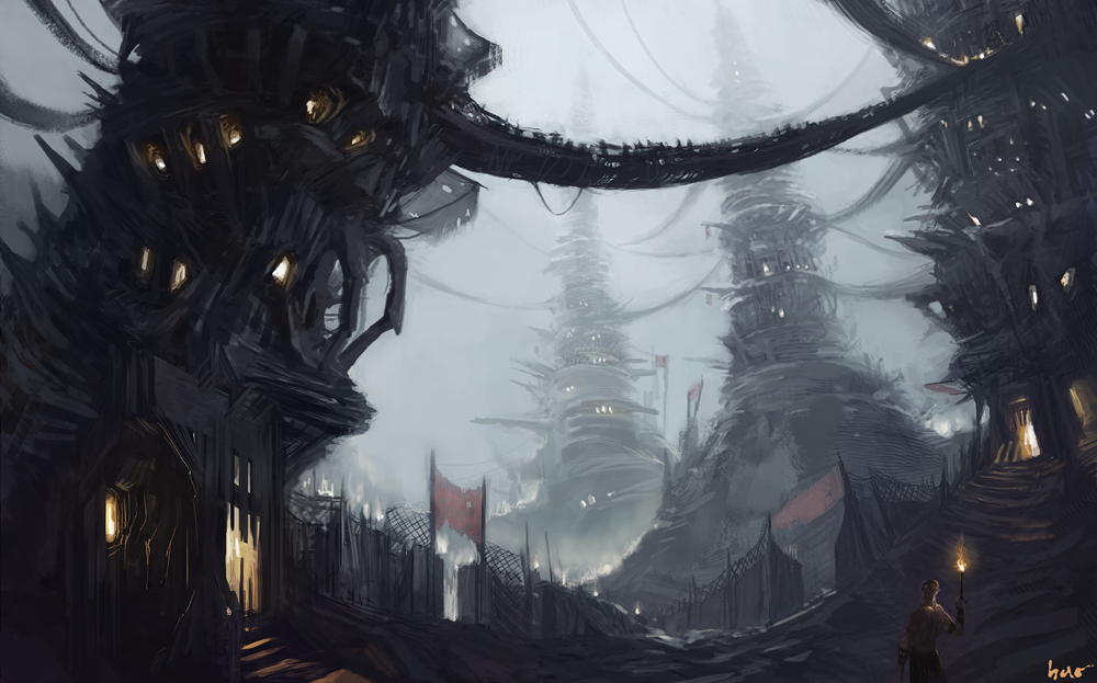 Download Dark Landscape Fantasy Architecture Mist Fantasy Landscape ...