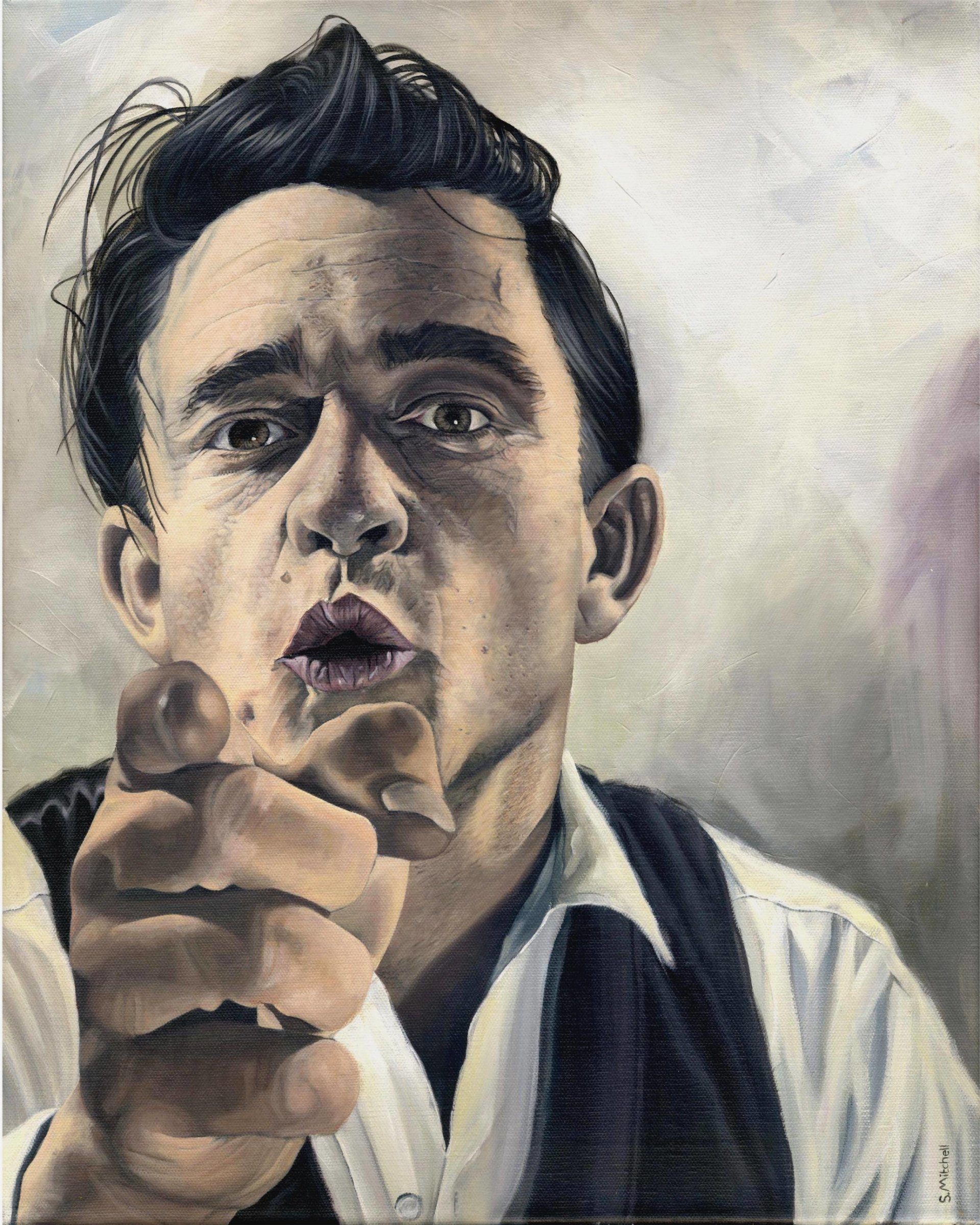 Download Music Johnny Cash Portrait Pointing Man Art