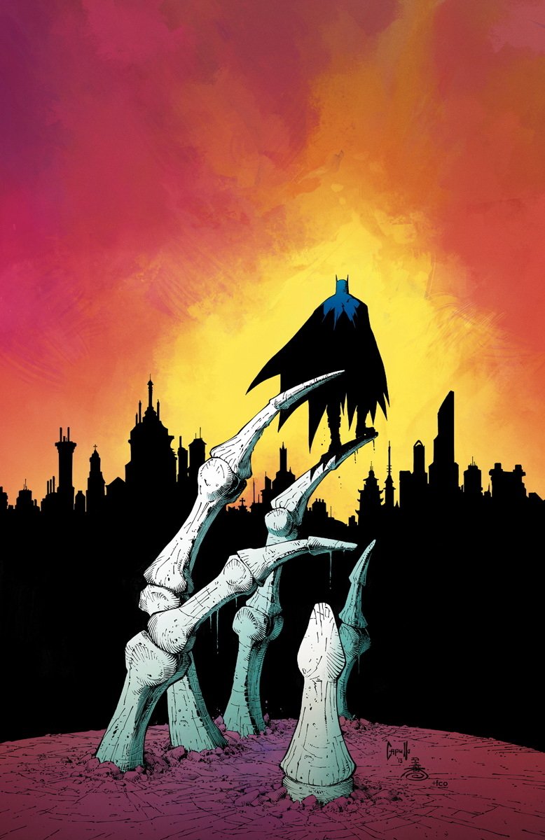Batman’s Dark Rise Against the Fiery Gotham Skyline