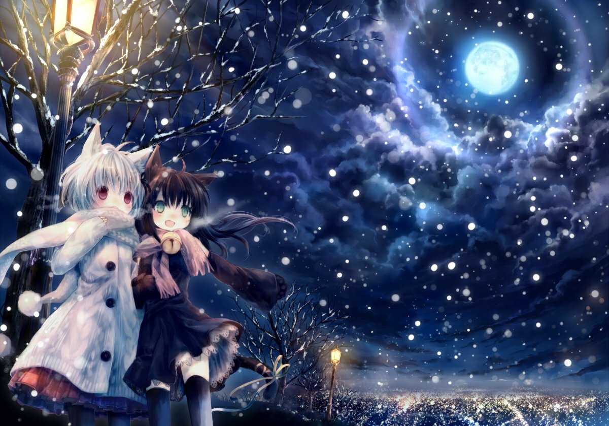 Moonlit Anime Nights: A Winter Wonderland