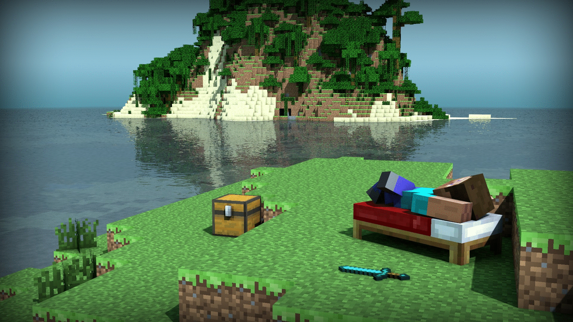 Minecraft Adventure: Resting on an Island Oasis
