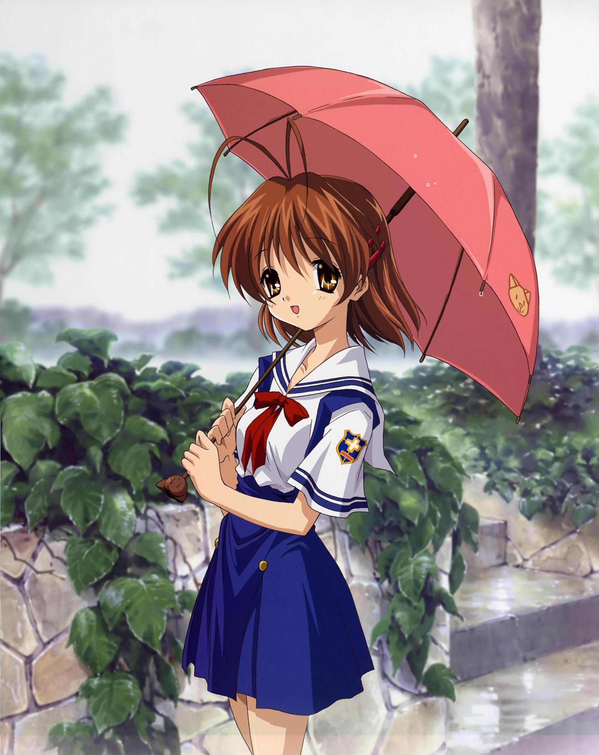 Nagisa Furukawa in School Uniform with Pink Umbrella – Clannad Charm
