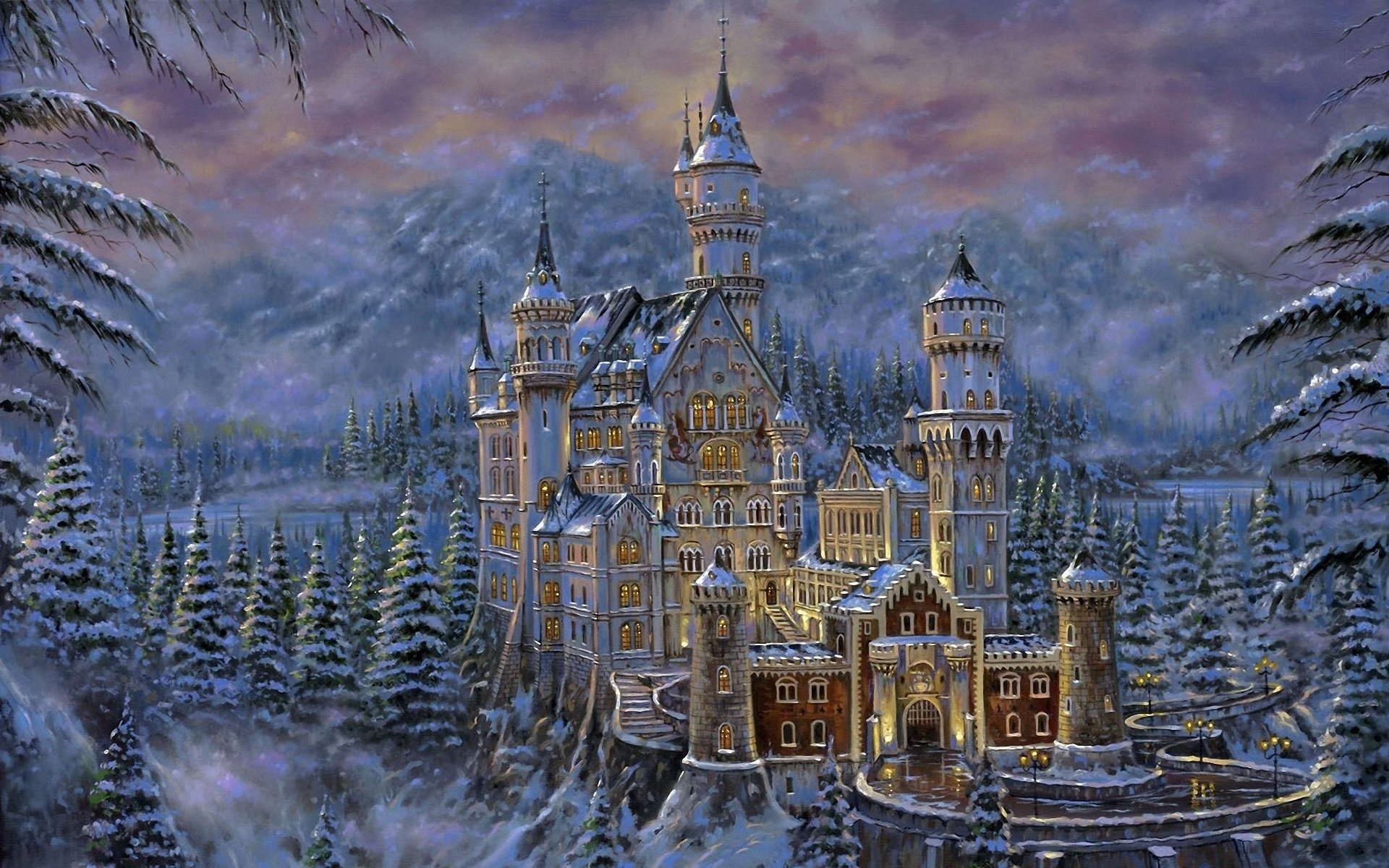 Snowbound Neuschwanstein — A Winter Castle Painting
