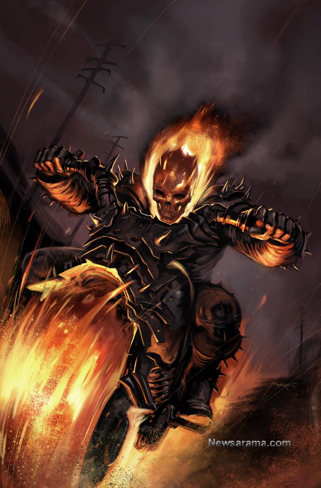 Download Comic Ghost Rider Fire Motorcycle Art