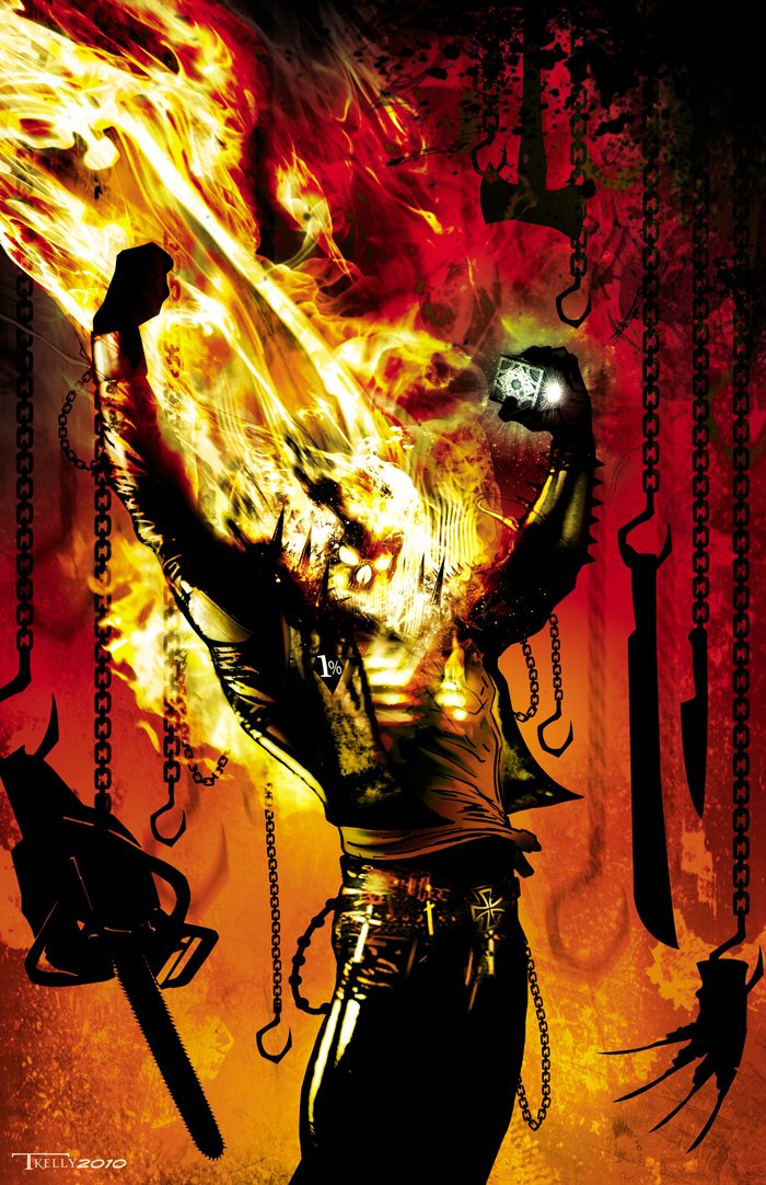 Download Comic Ghost Rider Fire Chain Digital Art Art