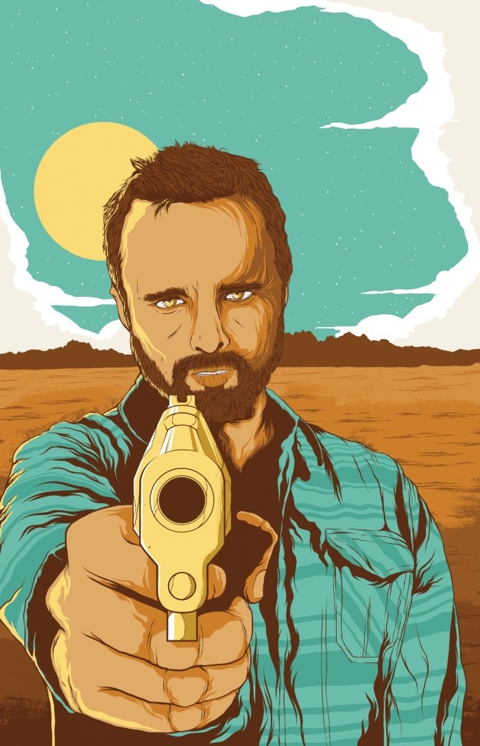Download Jesse Pinkman TV Show Breaking Bad Gun Portrait Art