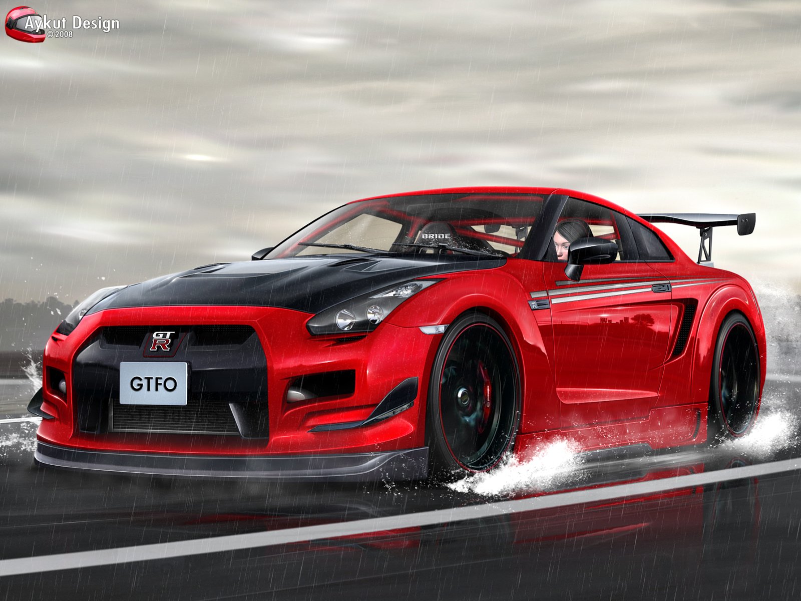 Download Vehicle Nissan GT-R Car Sports Car Red Car Art