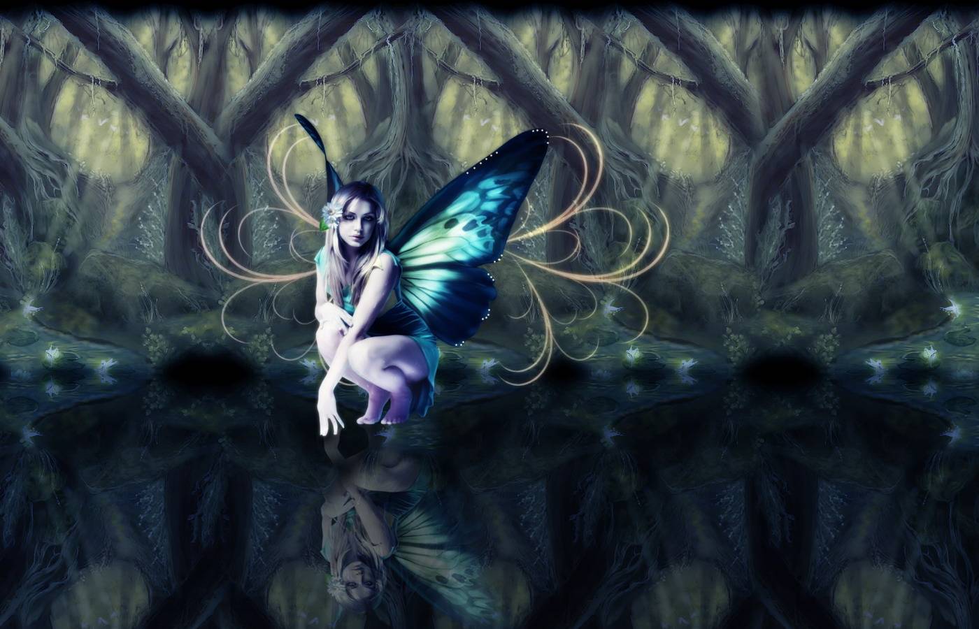 Download Blue Wings Forest Fairy Artistic Fantasy Art