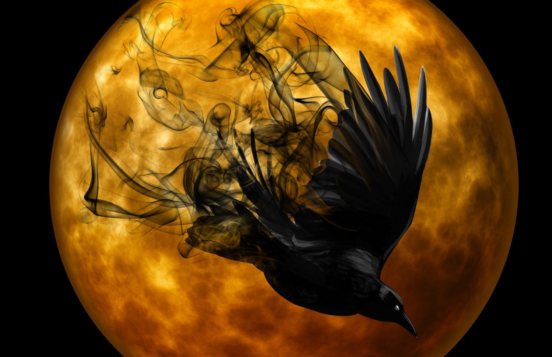 Download Orange (Color) Moon Raven Holiday Halloween Art