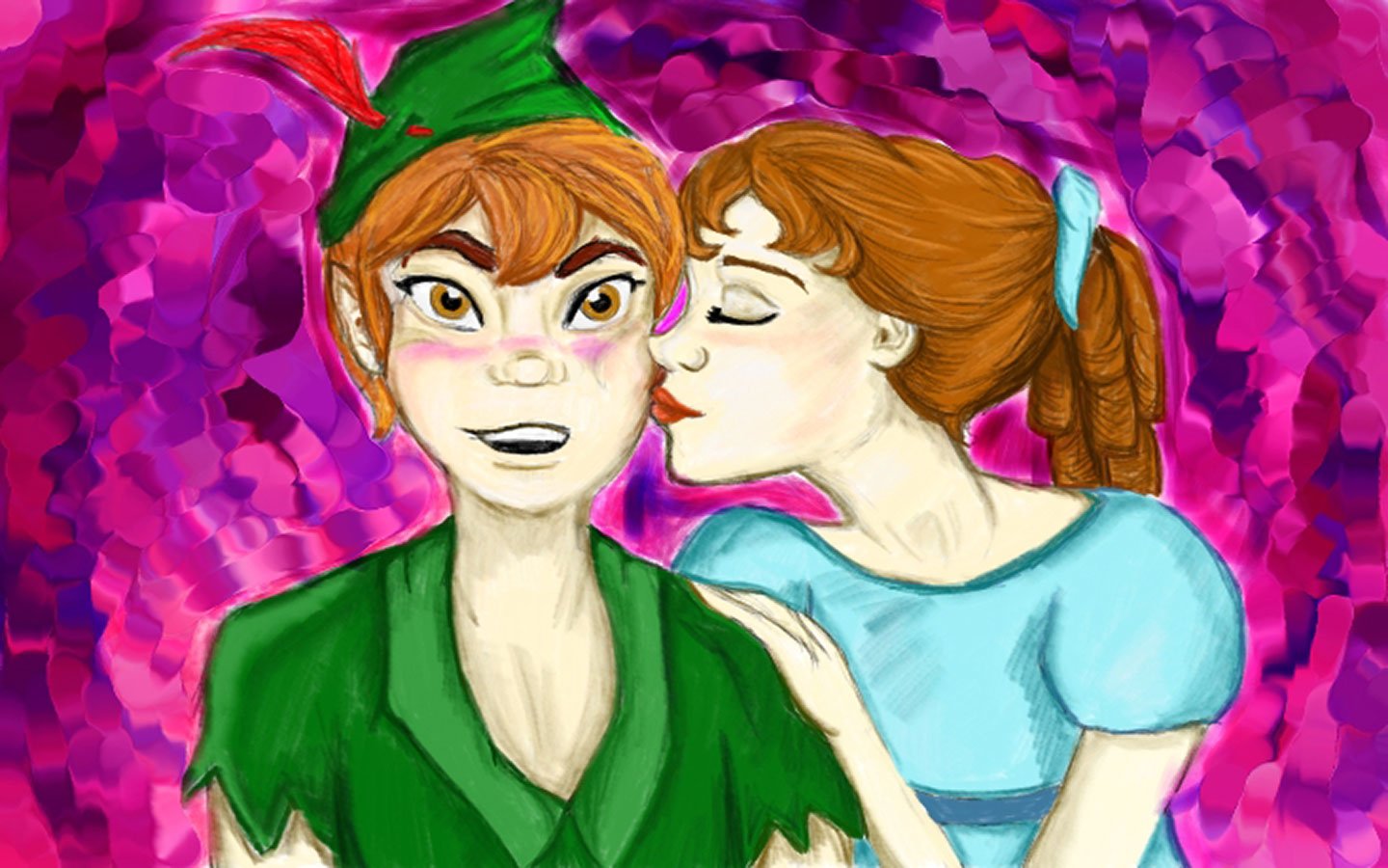 Peter Pan And Tinkerbell Kissing