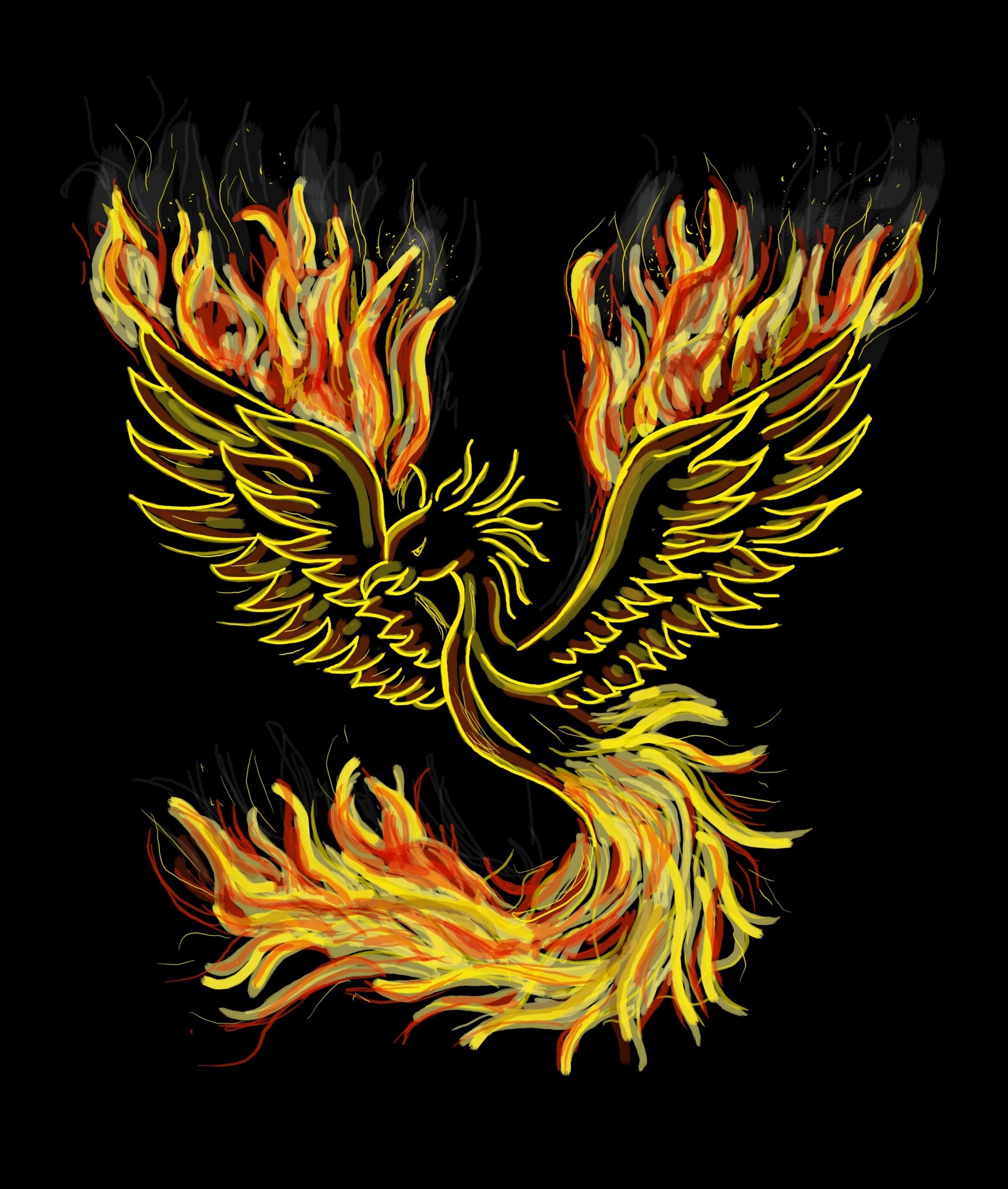 Yellow Flame Phoenix — Mythic Firebird of Fantasy